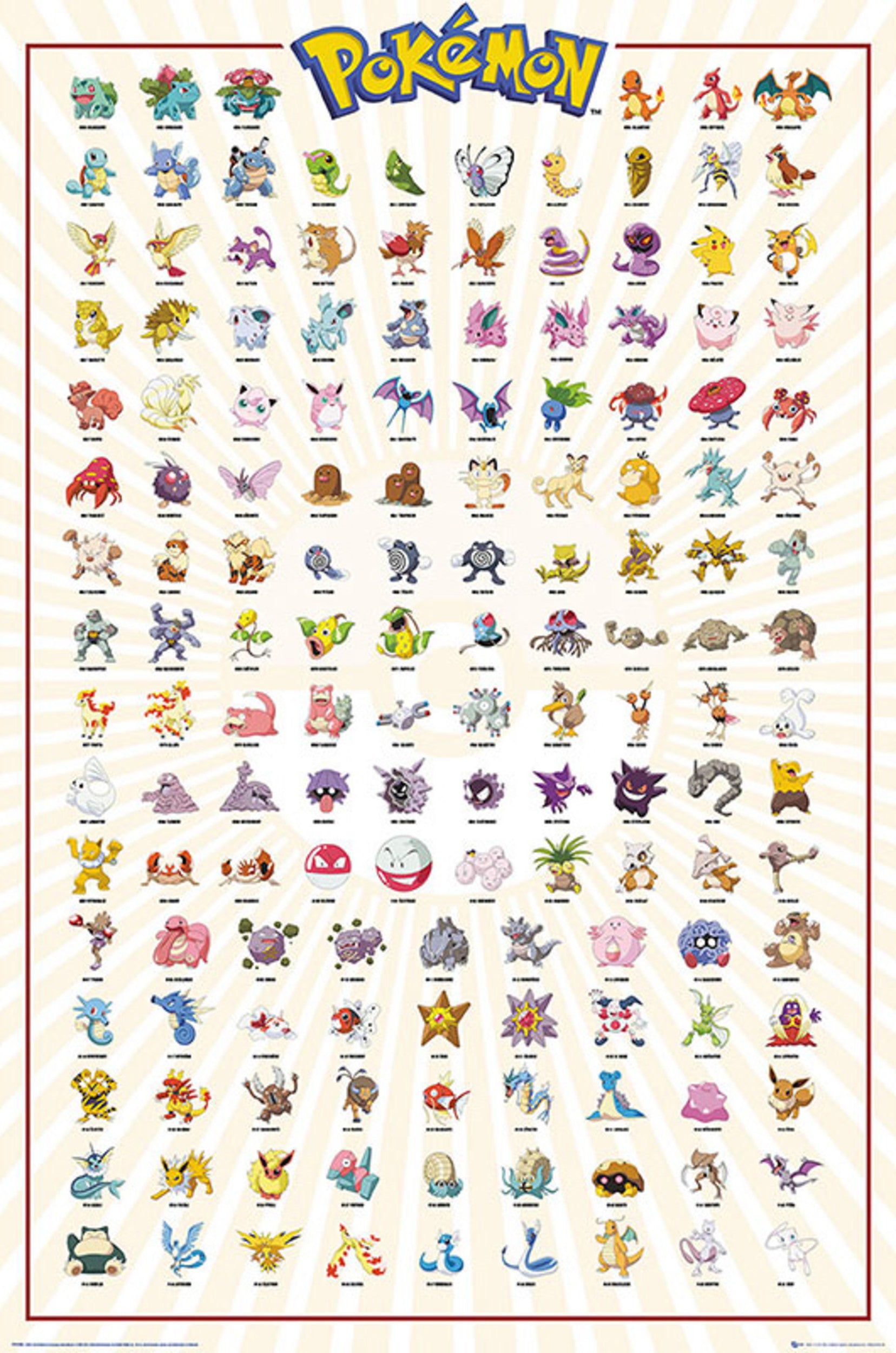 Póster Pokémon Kanto 151 French Characters 61x91,5cm